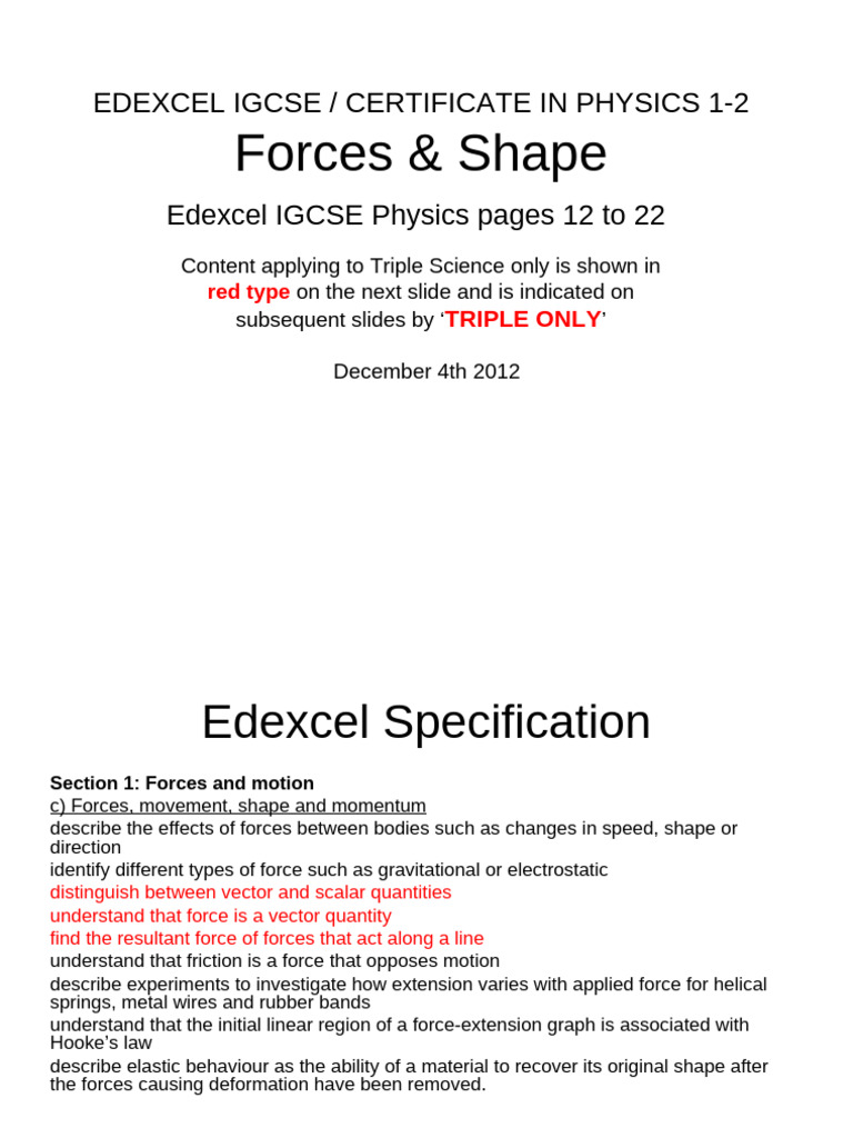 IGCSE 12 Forces&Shape | PDF | Force | Buoyancy