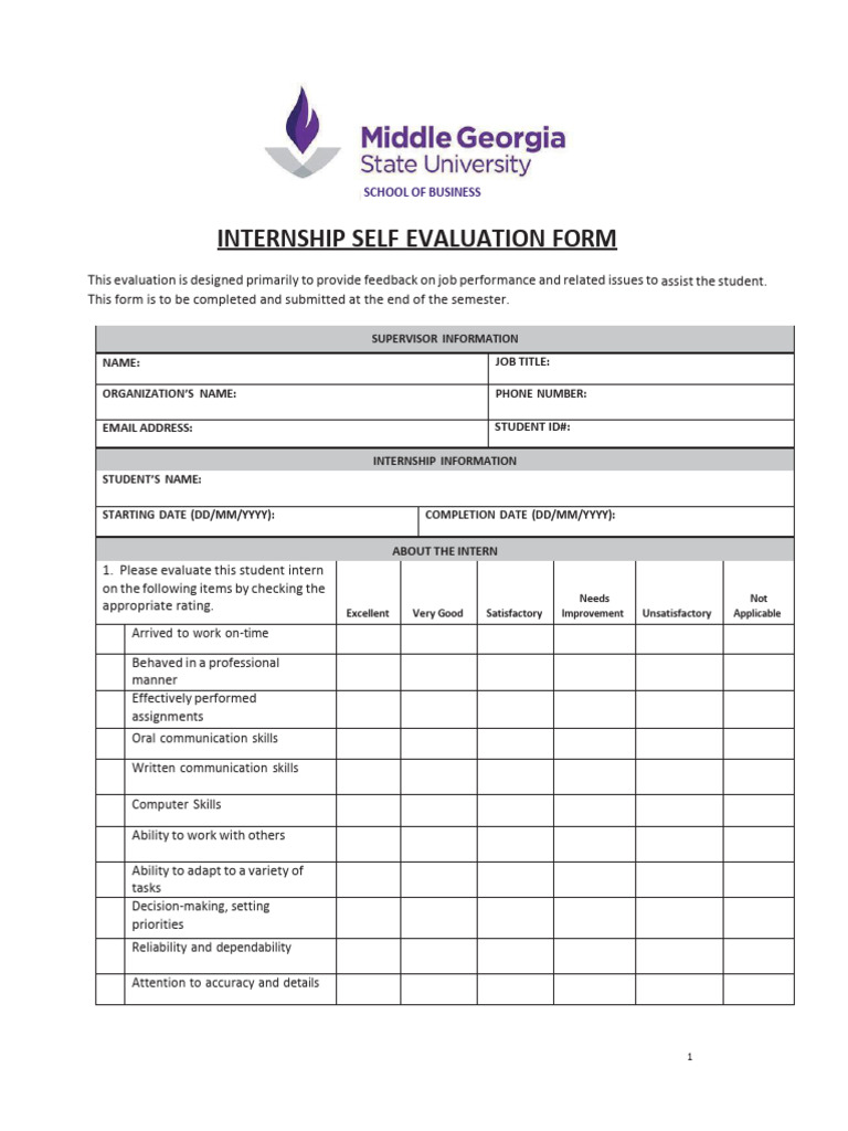 Internship Self Evaluation | PDF | Cognitive Science | Cognition