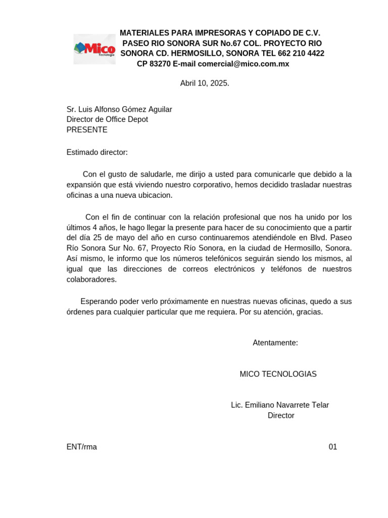 Carta 01 ESTILO SEMIBLOQUE | PDF