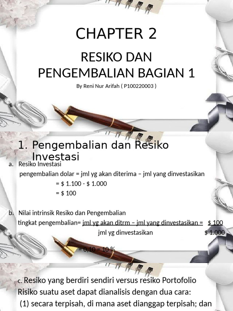 Chapter 2 Risk and Return (RENI) | PDF