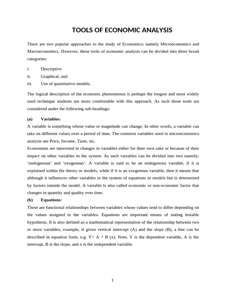 Tools of Economics Analysis | PDF | Conceptual Model | Economics