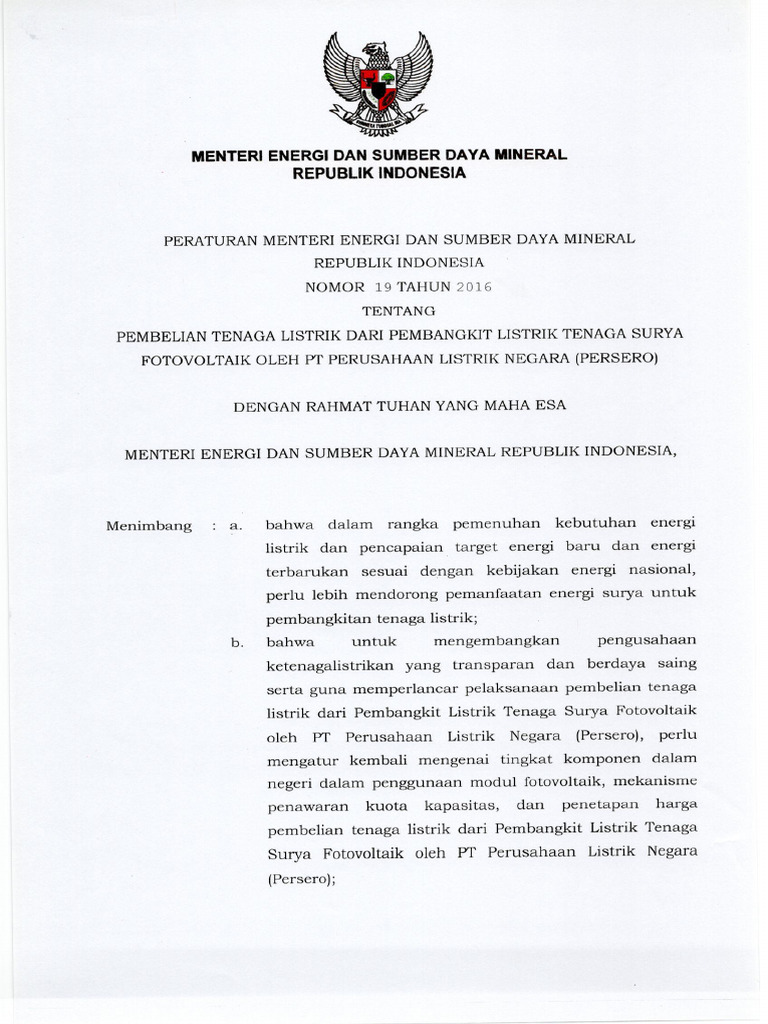 Permen ESDM No. 19 Tahun 2016 | PDF