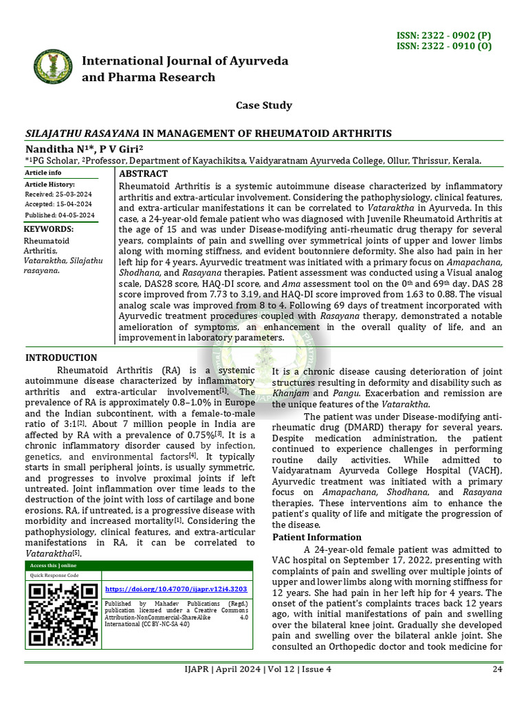 3203-Article Text-7785-1-10-20240505 | PDF | Arthritis | Rheumatoid Arthritis