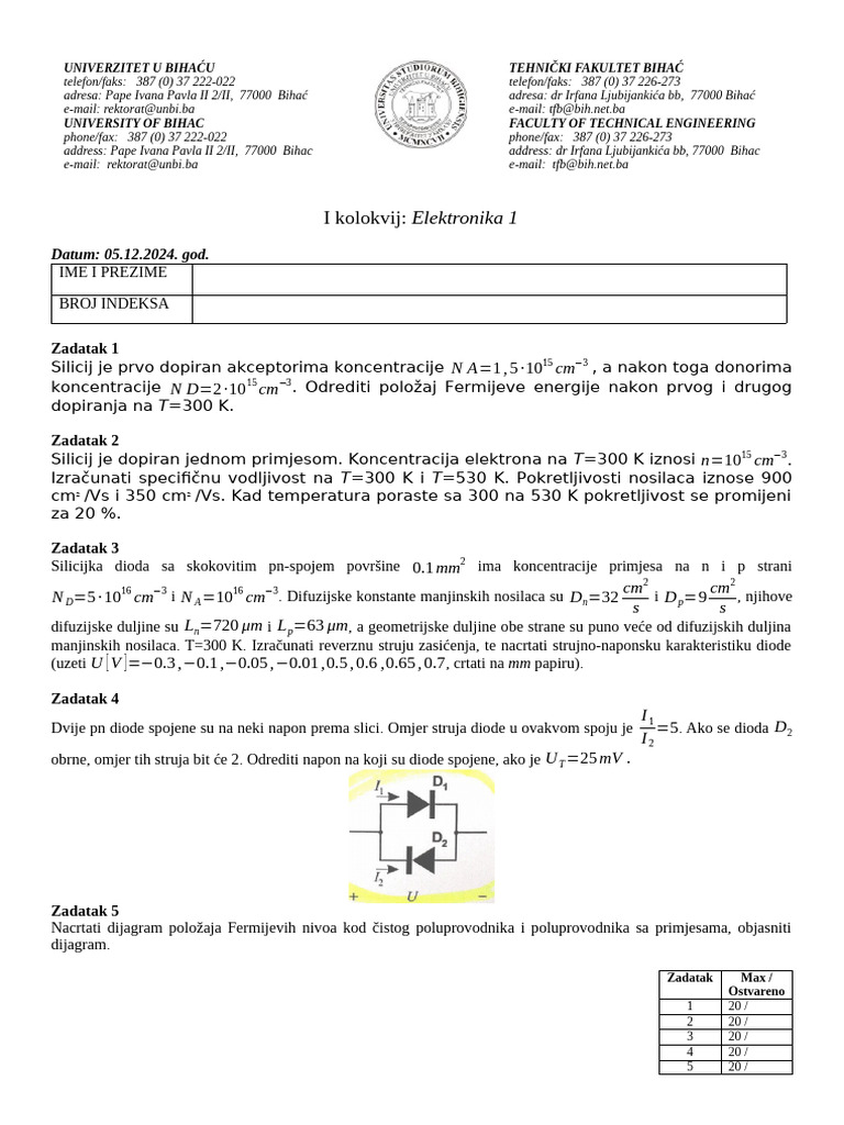 Elektronika I Kolokvij | PDF