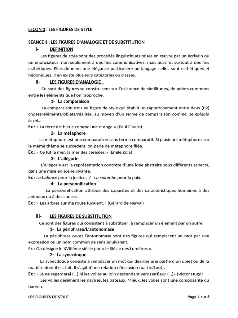 Les Figures de Style | PDF | Métaphore | Techniques de rhétorique