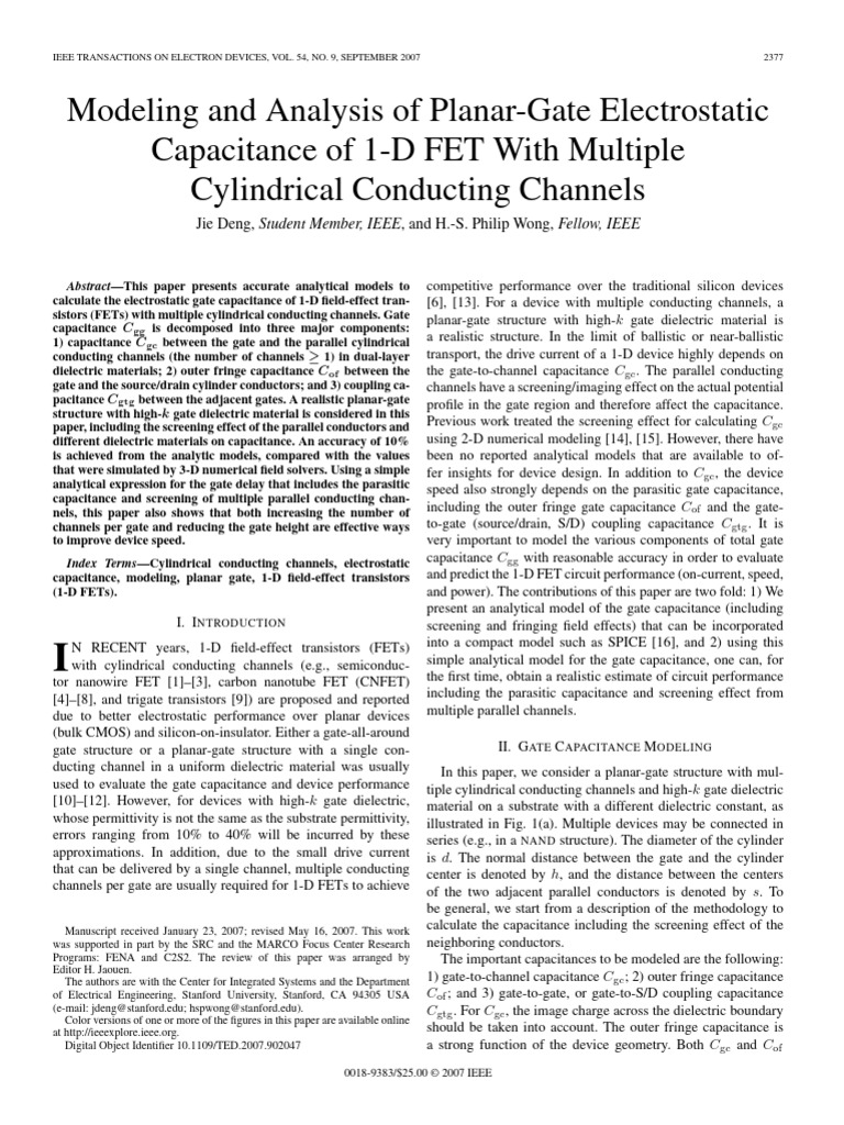 Gate Cap 1D FET | PDF | Capacitance | Field Effect Transistor