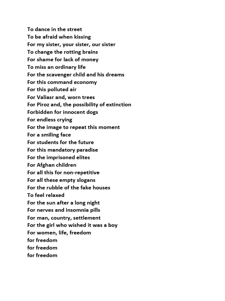 Shervin Hajipour - Baraye Lyrics | PDF