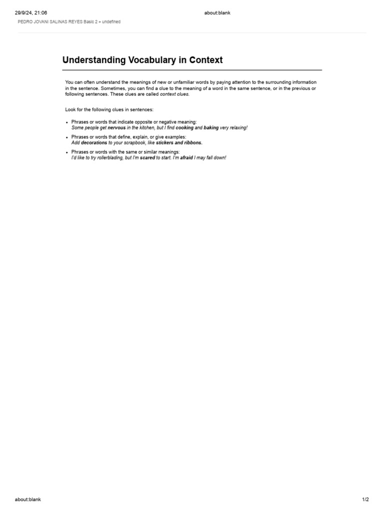 vocabulary in context | PDF