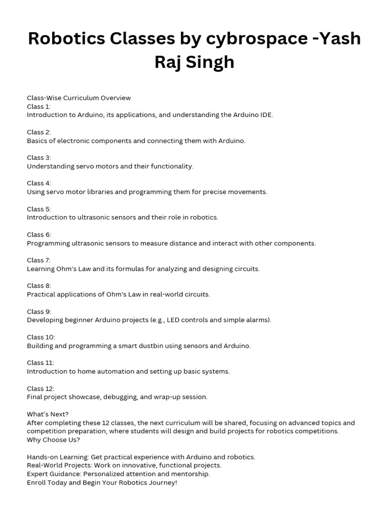 Robotics Classes by Yash Raj Singh_20241119_174935_0000 | PDF