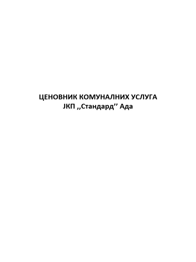Cenovnik JKP Standard Ada 01 10 2024 | PDF