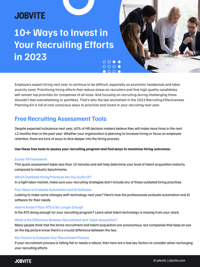 10+ Ways To Invest in Recruiting | PDF | Recruitment | Employee Retention
