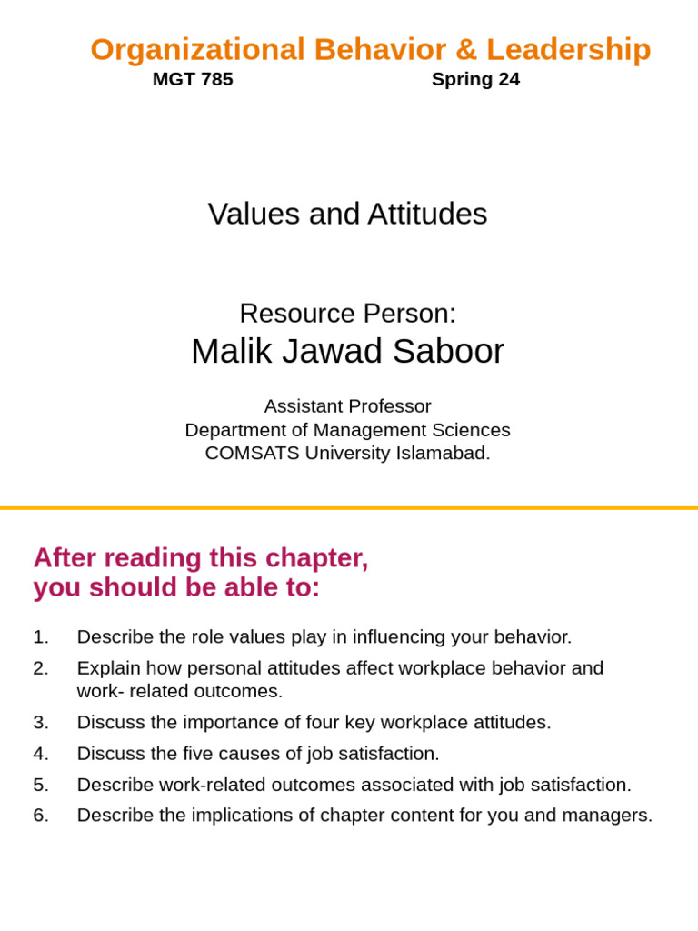 2 Values & Attitude | PDF | Job Satisfaction | Psychology