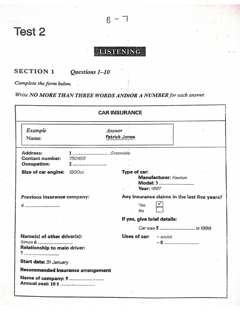 Cam 7 Test 2 Listening | PDF