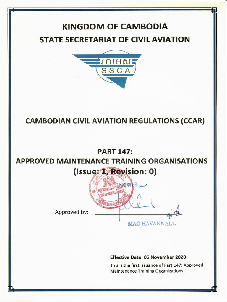 Cambodian Aviation Maintenance Training Regulations | PDF | Audit ...
