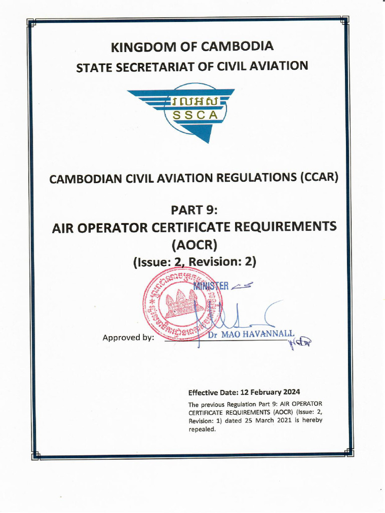 Air Operator Certificate Guidelines | PDF | Aviation Safety | Aeronautics