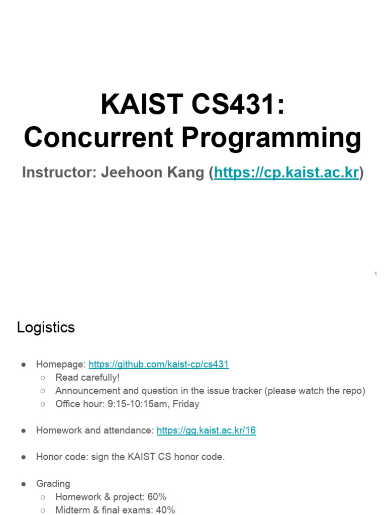 [Cs431] Slide | PDF | Parallel Computing | Thread (Computing)