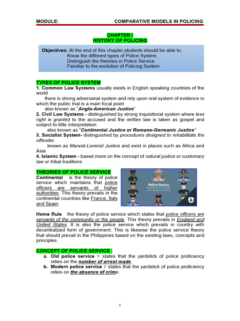 LEA2 Comparative Models in Policing | PDF | Police | Justice