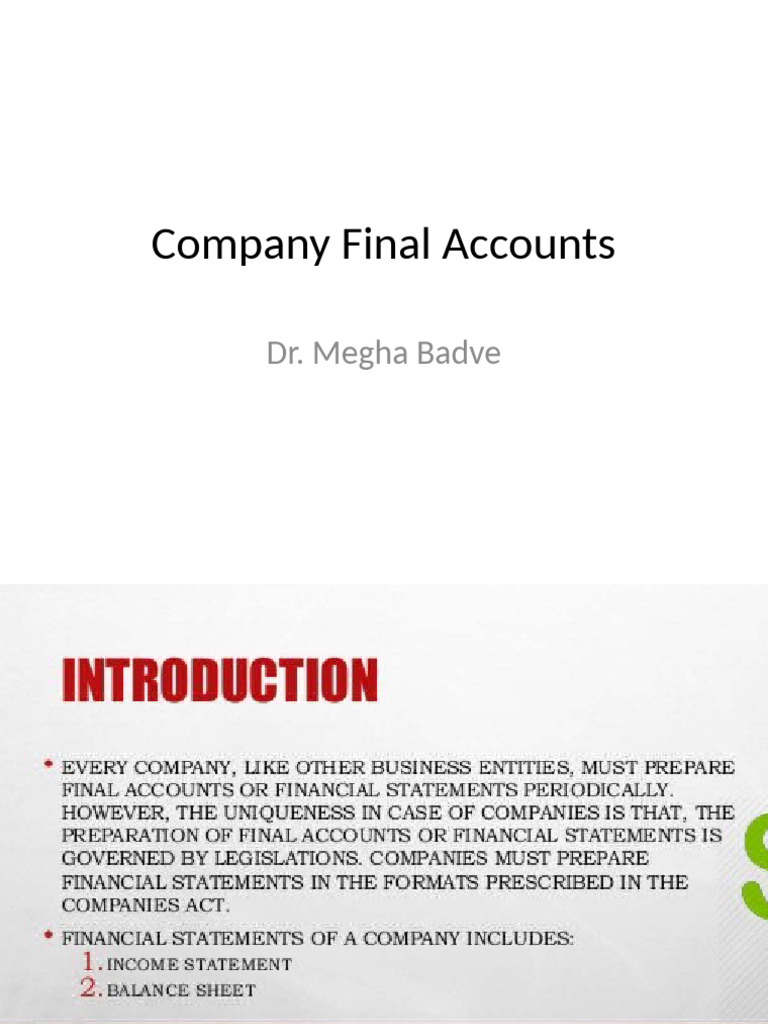 Company Final Accounts | PDF