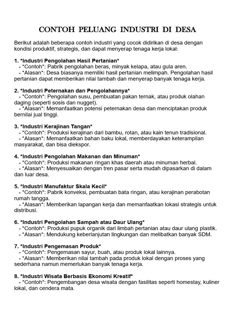 Contoh Peluang Industri Di DESA | PDF