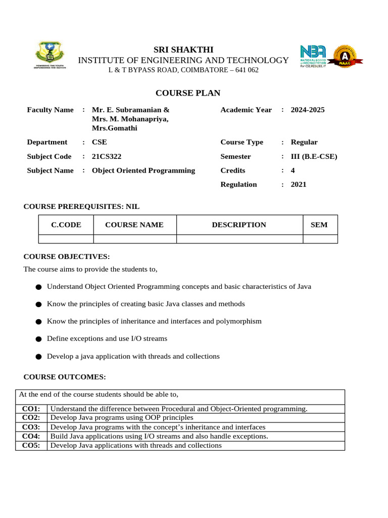Oops Lesson Plan | PDF | Class (Computer Programming) | Inheritance (Object Oriented Programming)