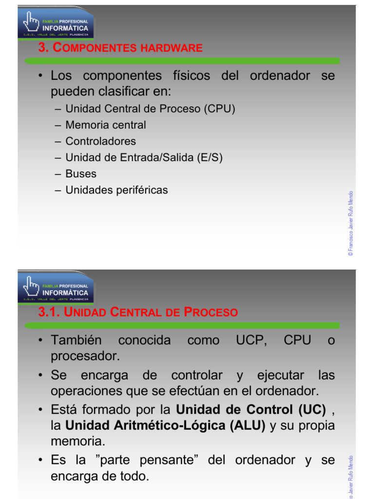 Componentes Hardware del Ordenador | PDF | Unidad Central de ...