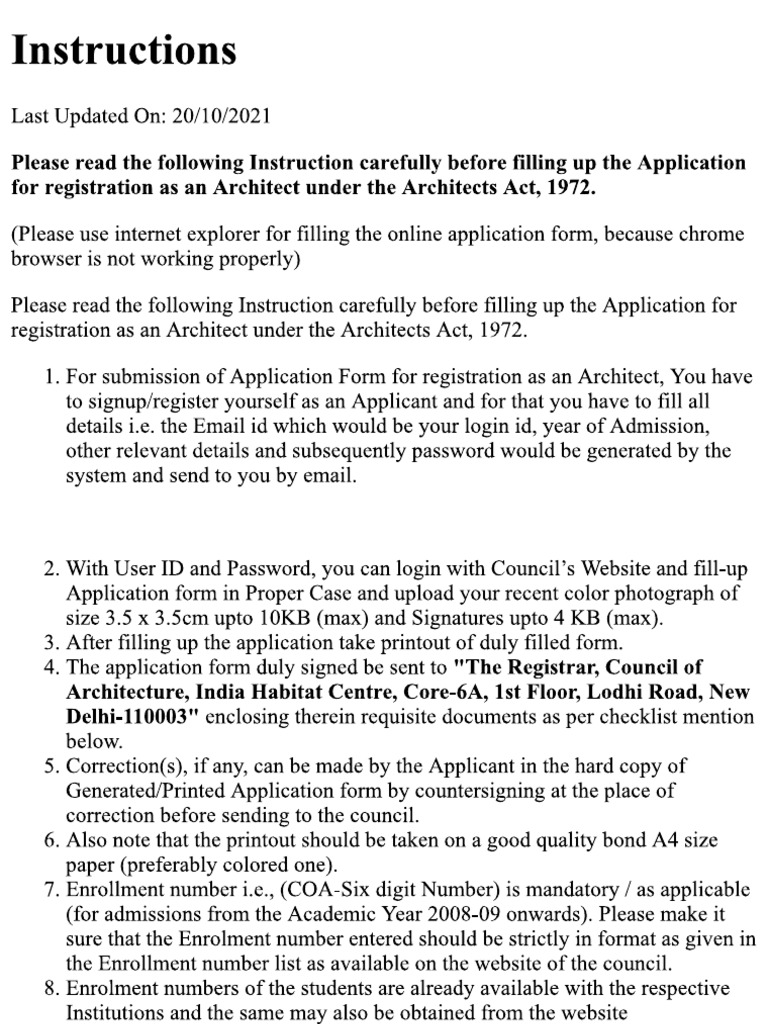 Coa Registration Guidelines | PDF