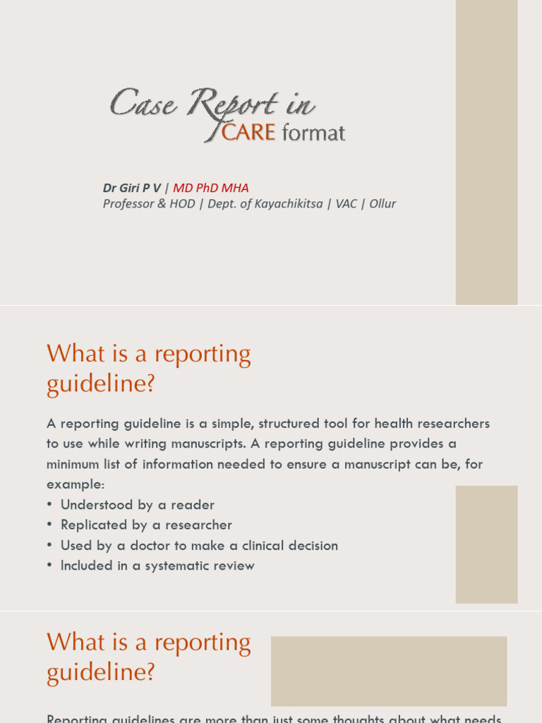 Case Reporting Care Format - DR Giri P V | PDF | Medical Diagnosis ...