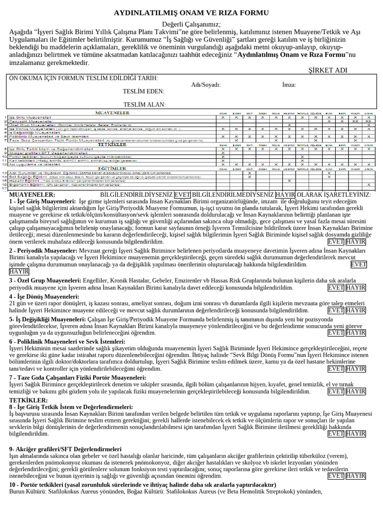 Aydınlatılmış Onam Ve Rıza Formu | PDF