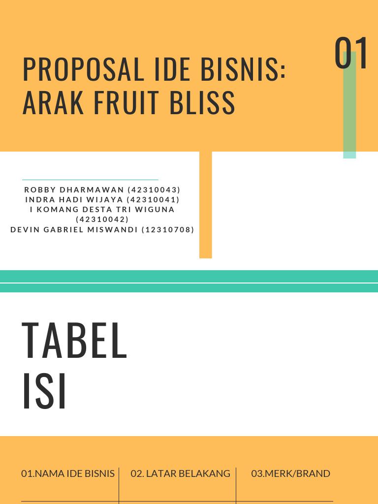 Proposal Ide Bisnis Arak Fruit Bliss | PDF