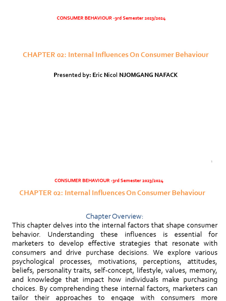 Internal Influences On Consumer Behavior-Chap 02 | PDF | Consumer Behaviour | Behavior