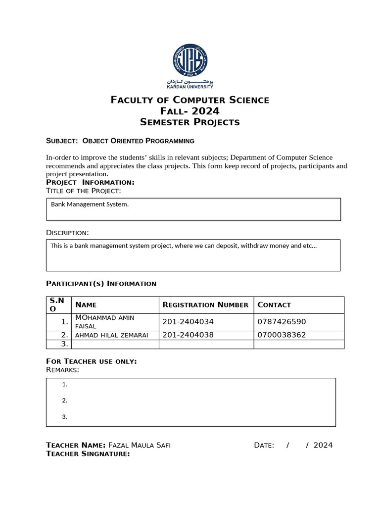 Bank Management System | PDF