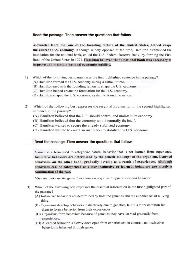 Sentence Summary Question | PDF