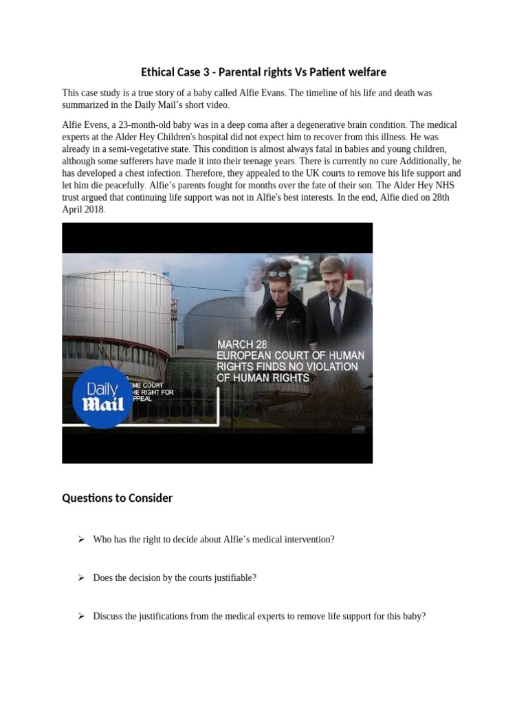 Ethical Case 3 - Parental Rights Vs Patient Welfare 2c | PDF