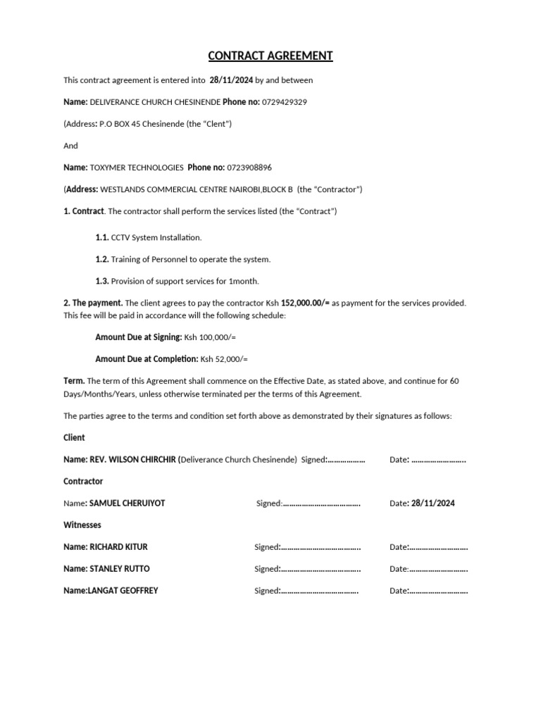 CONTRACT AGREEMENT | PDF