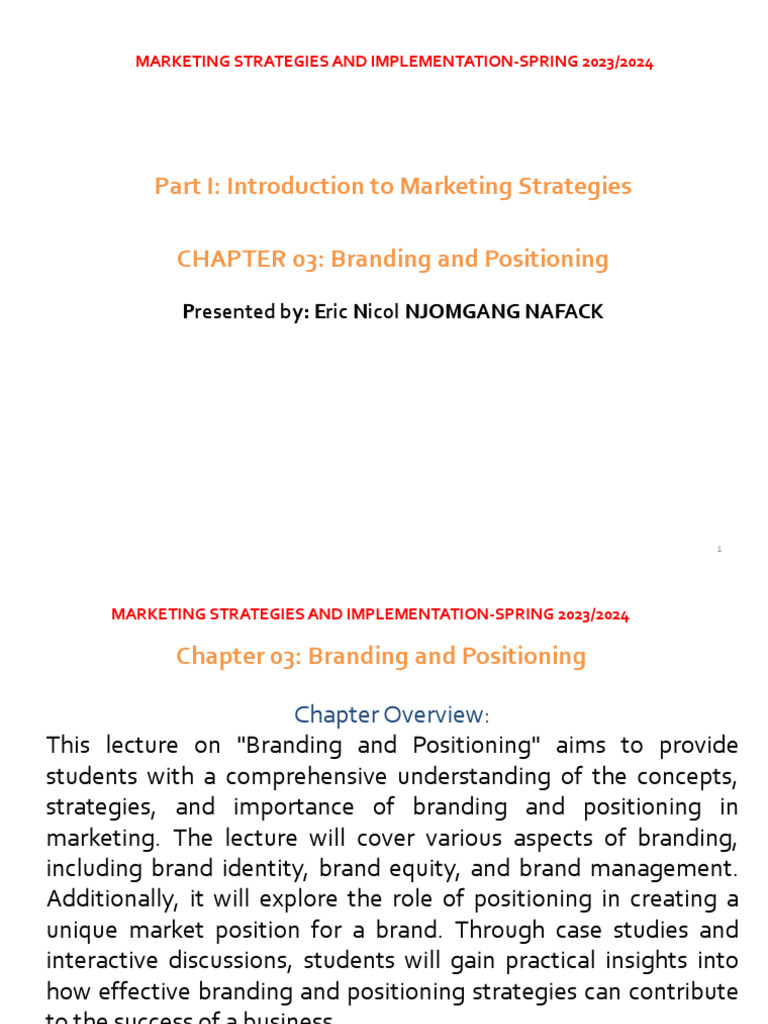 Chap 03 - Branding and Positioning | PDF | Brand | Market Segmentation