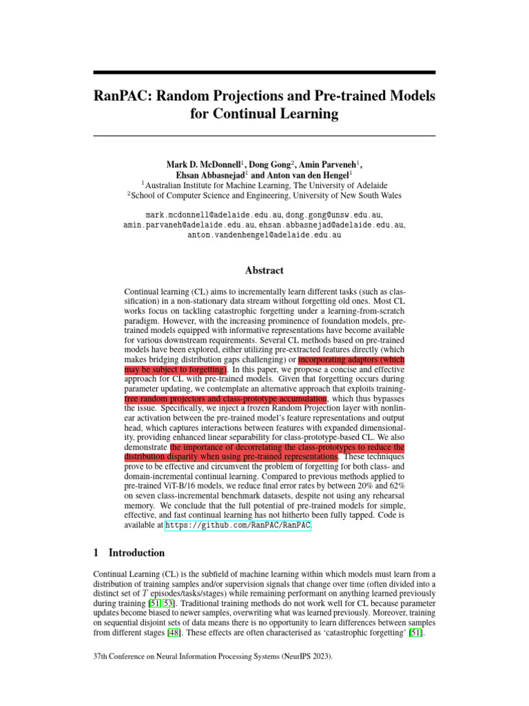 RanPAC | PDF | Nonlinear System | Matrix (Mathematics)