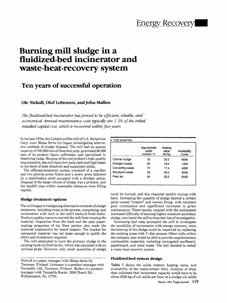Fluidized-Bed Incineration of Mill Sludge | PDF | Incineration | Combustion