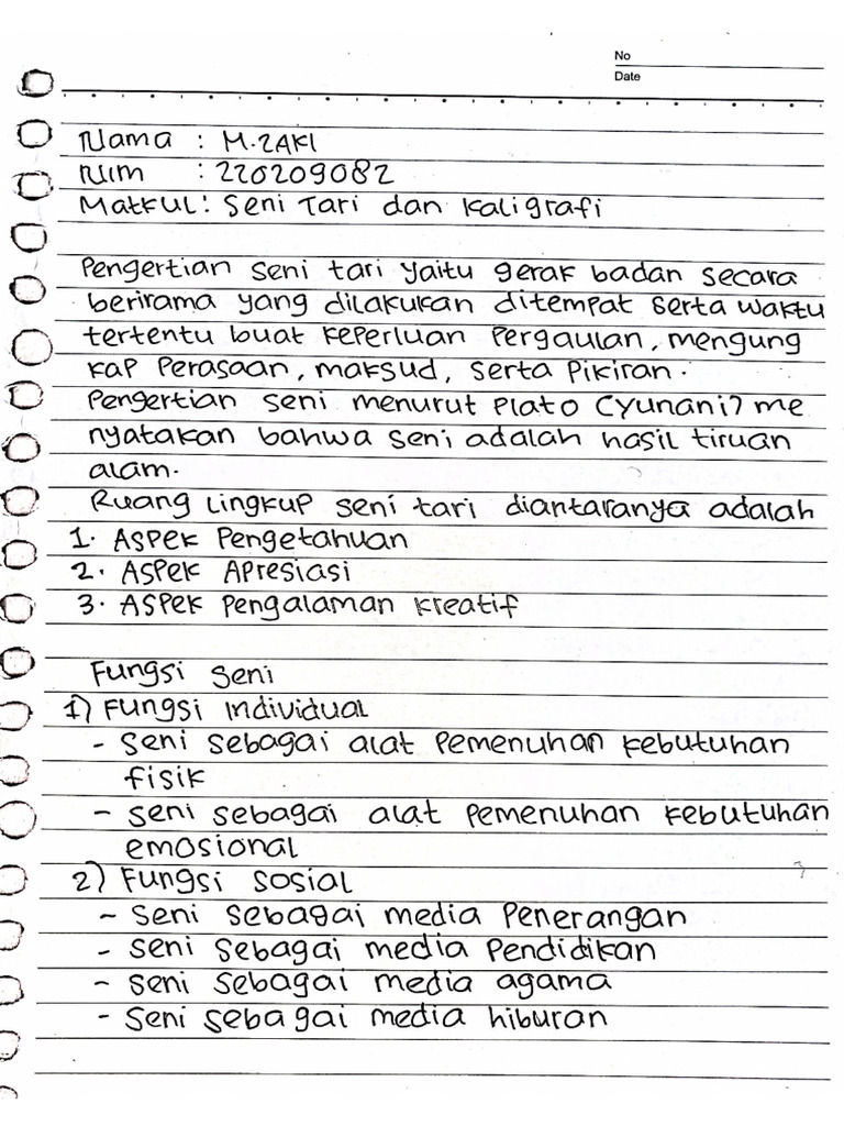 M.ZAKI - 22020982 - Tugas 2 Seni Tari Dan Ka | PDF