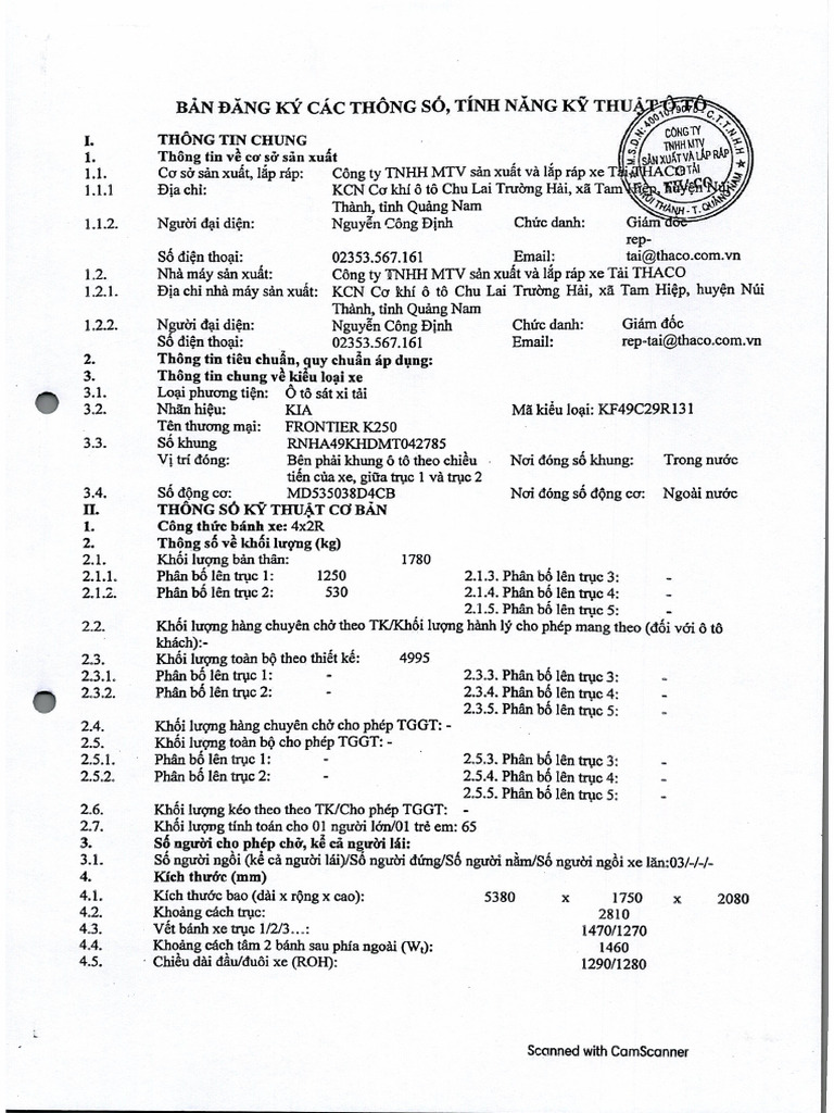 KIA THACO FRONTIER K250 | PDF