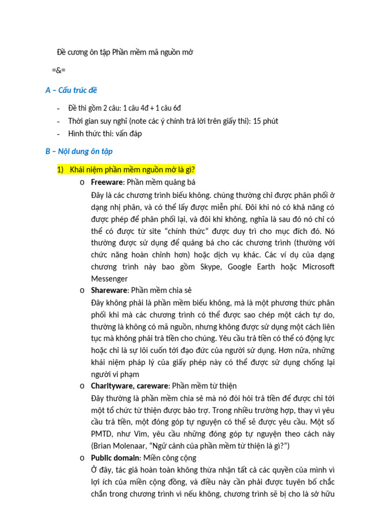 De Cuong On Tap PMMNM | PDF