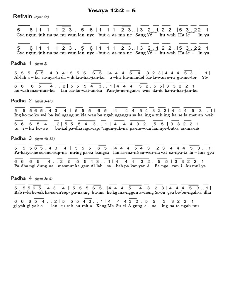 Yesaya - 12 - 2 - 6 Partitur | PDF