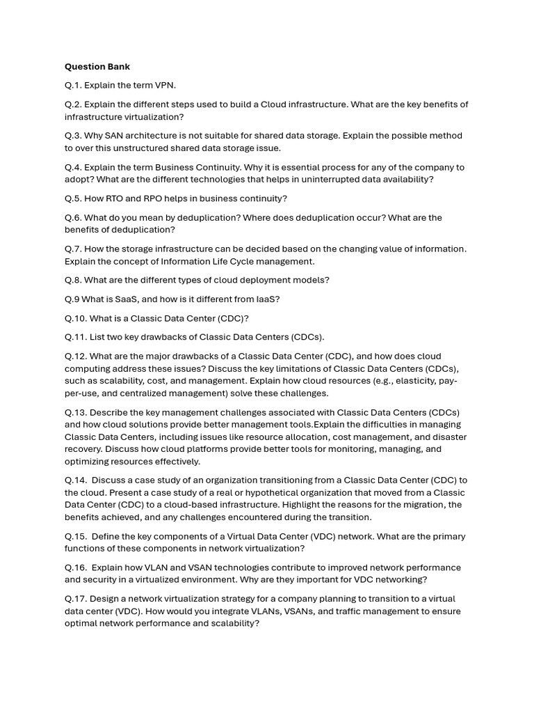 Comprehensive IT Infrastructure Question Bank | PDF | Virtualization ...