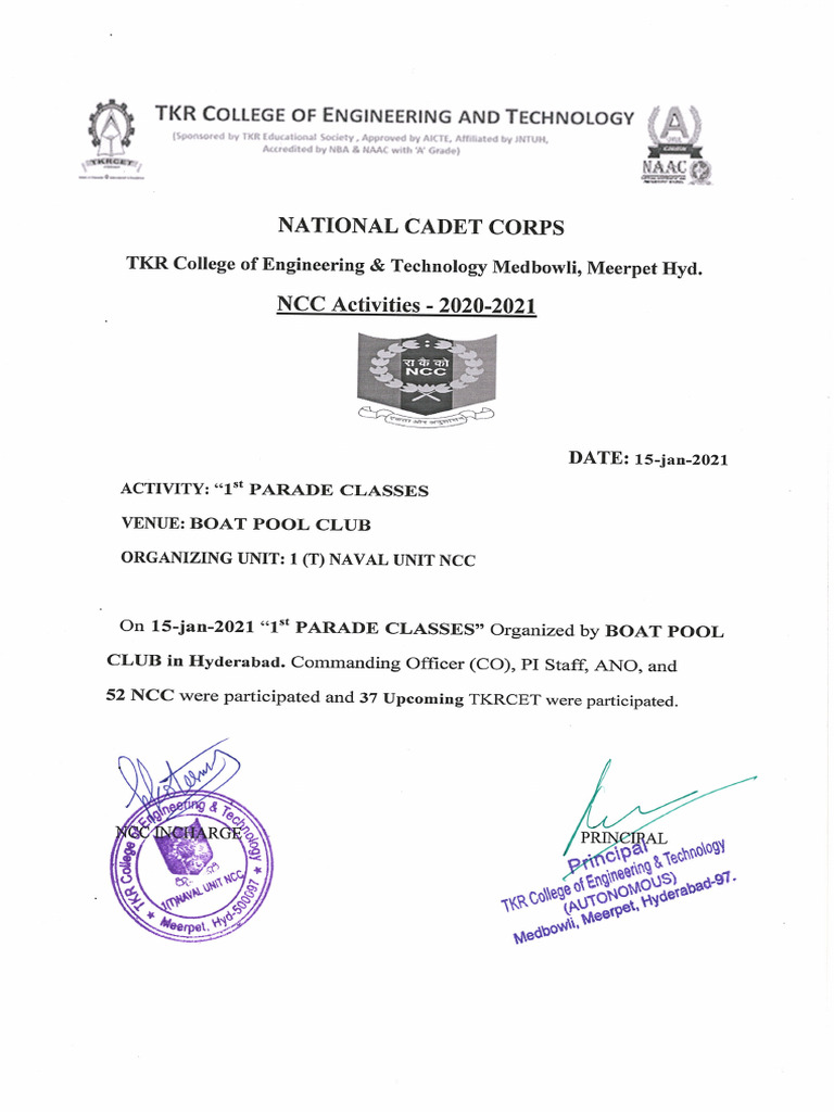 NCC Activity Report 2020 21 | PDF