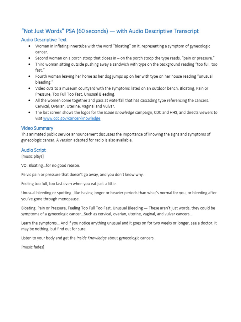 Not Just Words 60sec AD Transcript | PDF