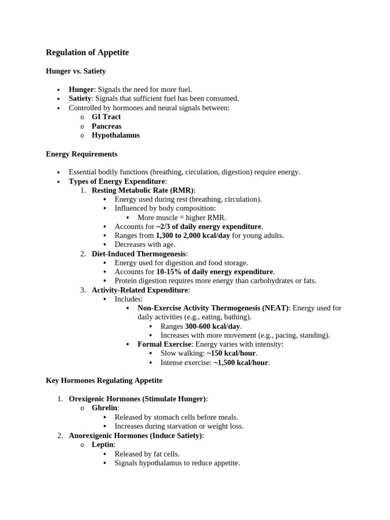 Regulation of Appetite | PDF | Appetite | Eating