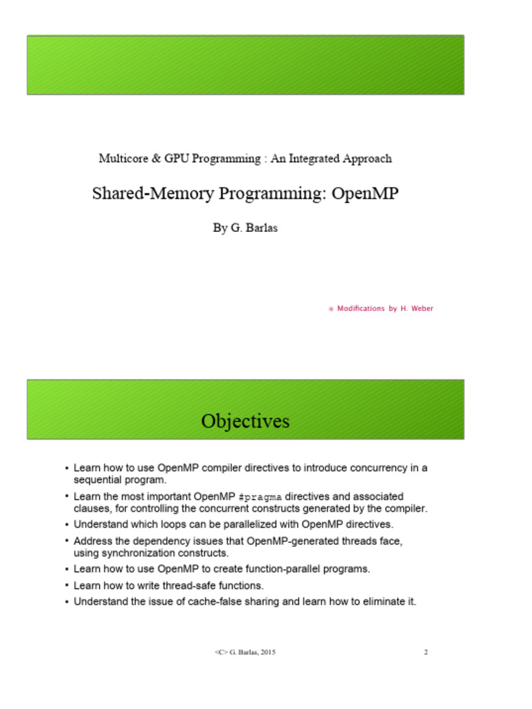 Aca 2024w 04 Shared Memory Programming With Openmp 1 15 Pdf