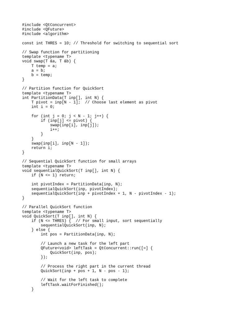 Parallel and Sequential QuickSort Implementation | PDF