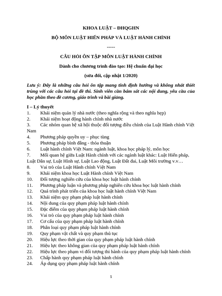 1.cau Hoi On Tap LHC He Chuan (2020) | PDF