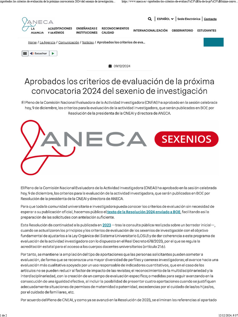 Comunicado ANECA | PDF