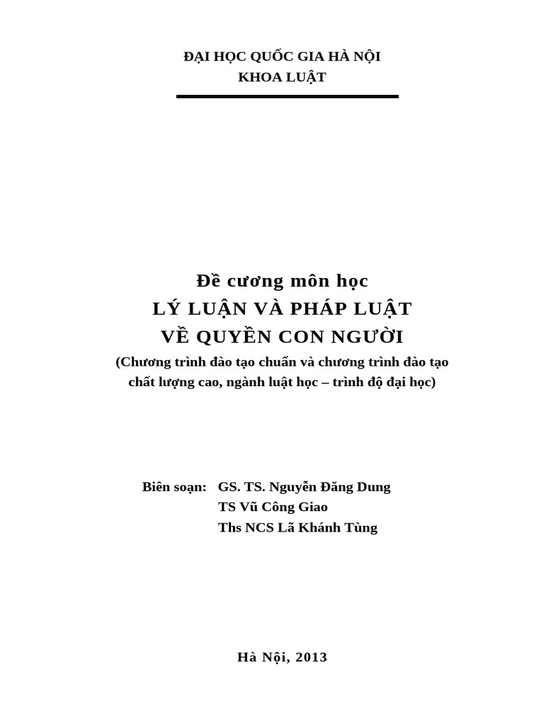 Đề Cương Môn Học LLPL Về Nhân Quyền | PDF